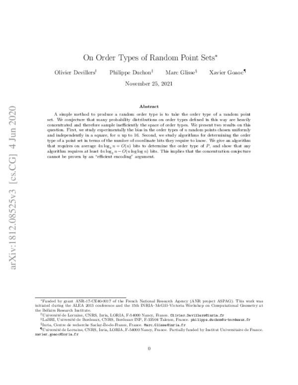 (PDF) On Order Types of Random Point Sets