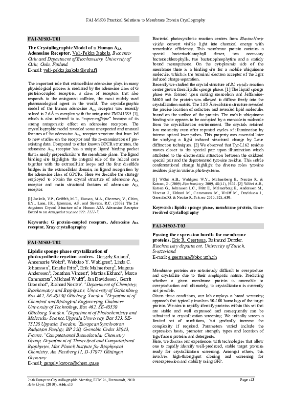 (PDF) Lipidic sponge phase crystallization of photosynthetic reaction ...