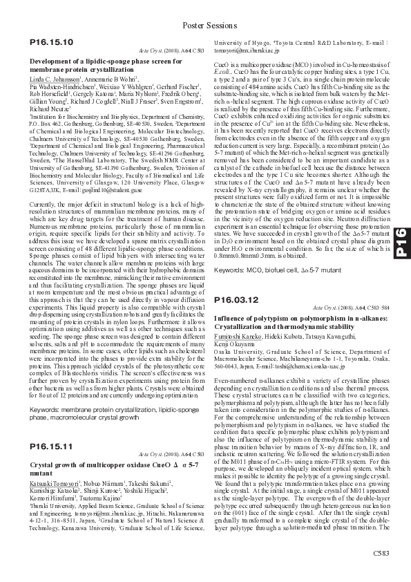 (PDF) Development of a lipidic-sponge phase screen for membrane protein ...