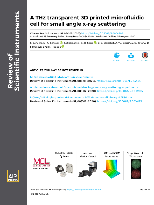 (PDF) A THz transparent 3D printed microfluidic cell for small angle x ...