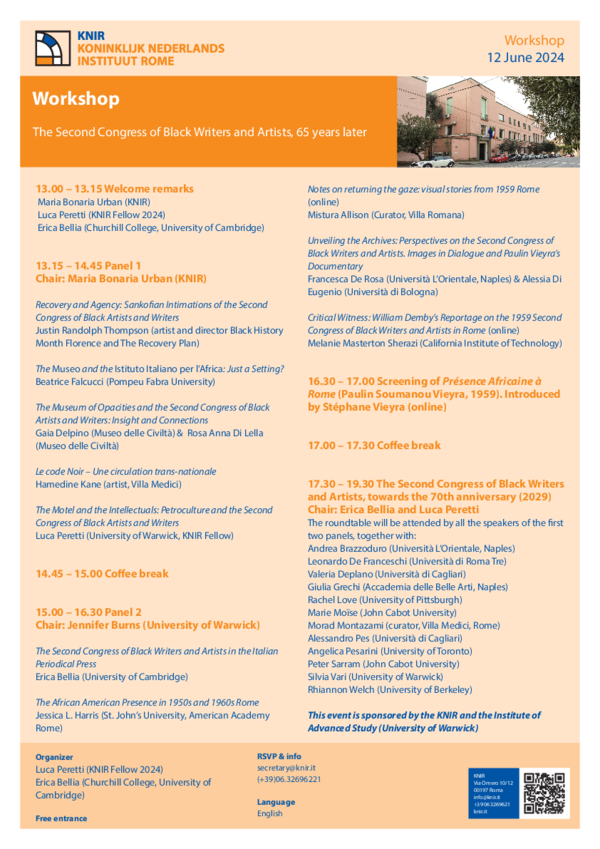 (PDF) Workshop | Rome, 12 June 2024: ‘The Second Congress of Black ...