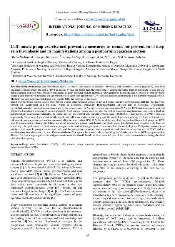 (PDF) Calf muscle pump exercise and preventive measures: as means for ...