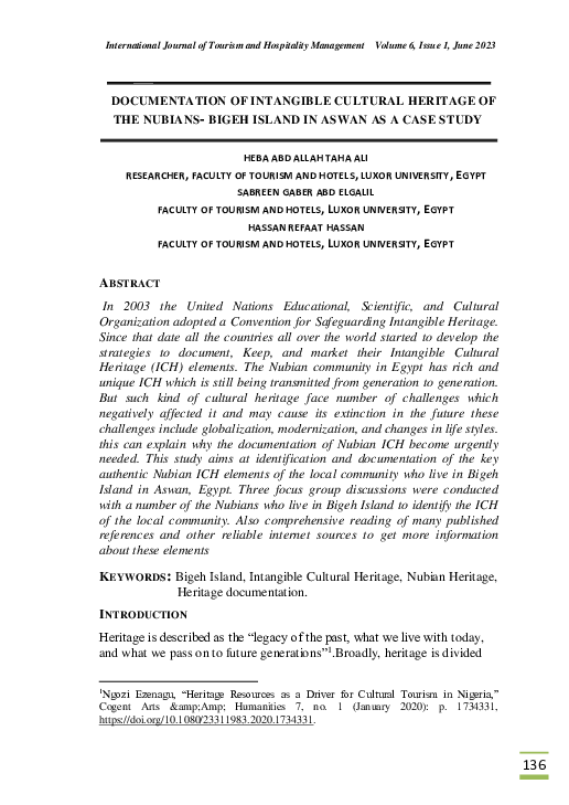 (PDF) Documentation of intangible cultural heritage of the Nubians ...