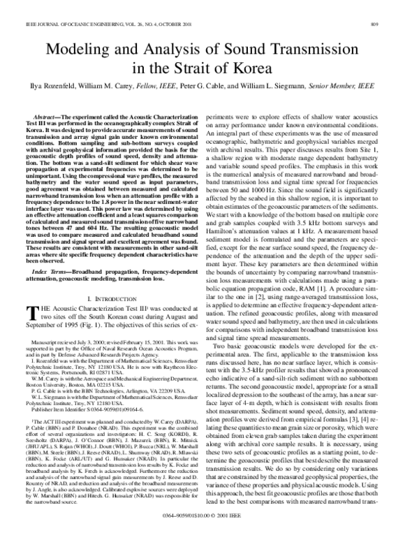 (PDF) Modeling and analysis of sound transmission in the Strait of Korea