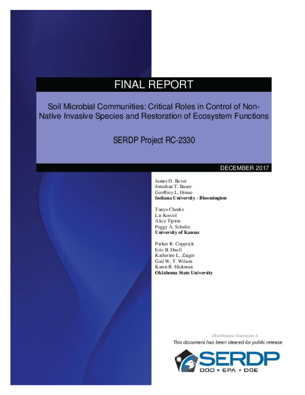 (PDF) Soil Microbial Communities: Critical Roles in Control of Non ...