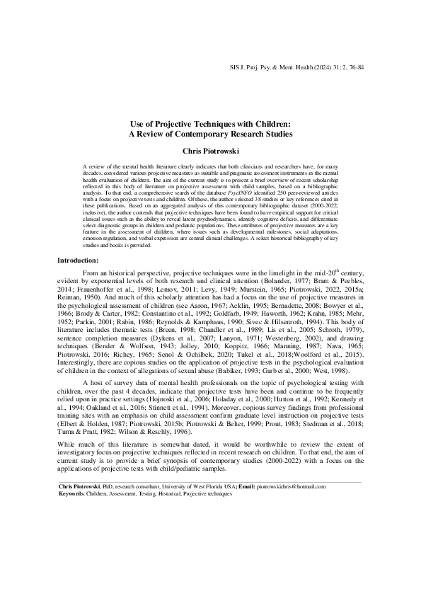 (PDF) Use of Projective Techniques with Children: A Review of ...