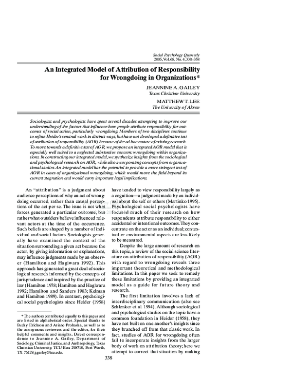 (PDF) An Integrated Model of Attribution of Responsibility for ...