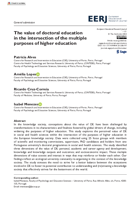 (PDF) The value of doctoral education in the intersection of the ...