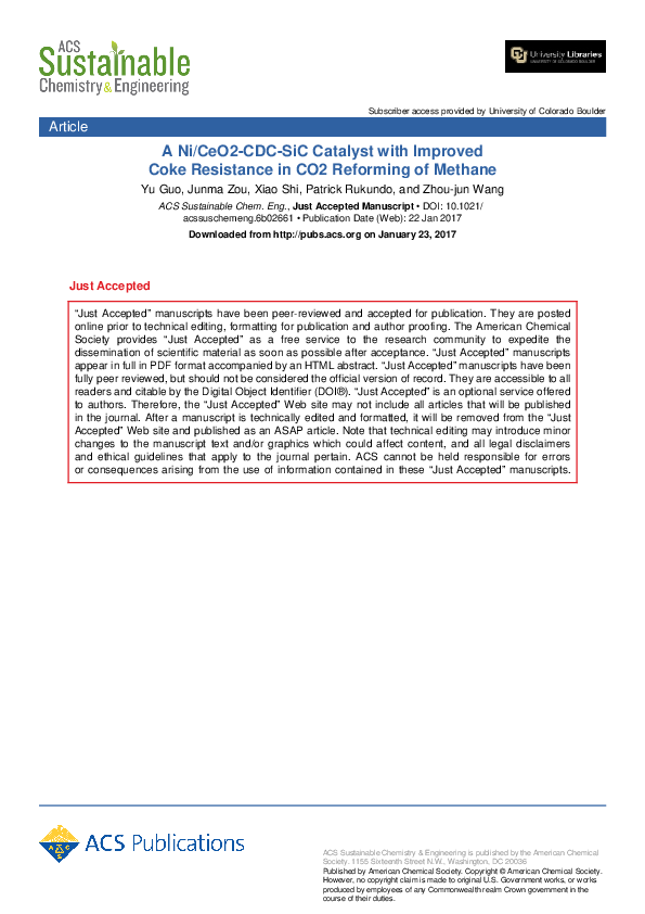 (PDF) Ni/CeO2 Catalyst for Enhanced Methane Reforming