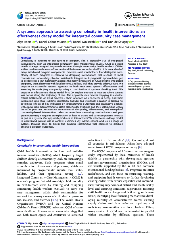 (PDF) A systems approach to assessing complexity in health ...