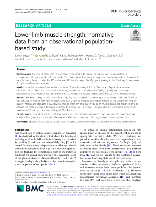 (PDF) Lower-limb muscle strength: normative data from an observational ...