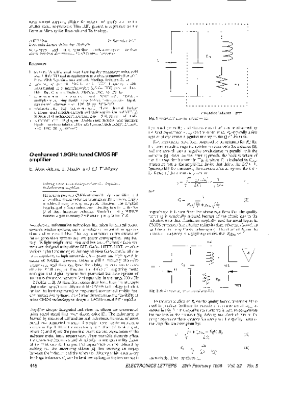 (PDF) Q-enhanced 1.9 GHz tuned CMOS RF amplifier
