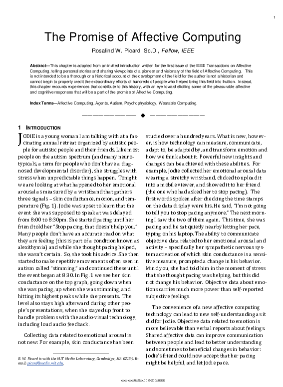 (PDF) The Promise of Affective Computing
