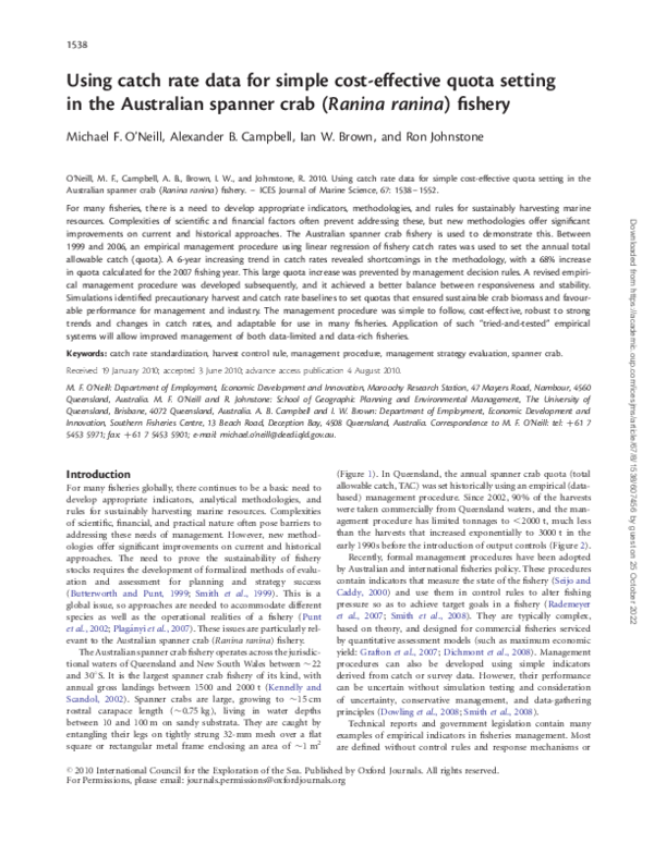 (PDF) Using catch rate data for simple cost-effective quota setting in ...