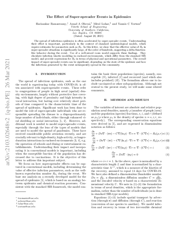 (PDF) The Effect of Super-spreader Events in Epidemics