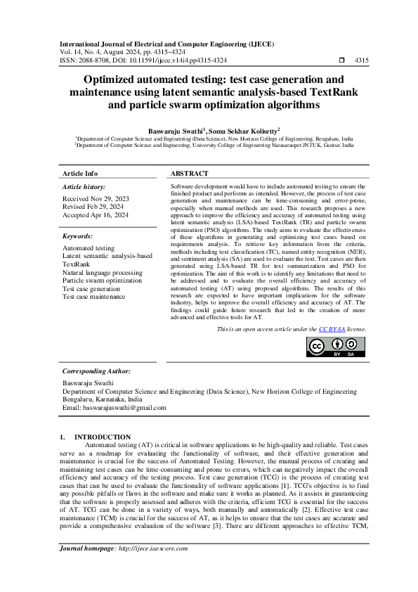 (PDF) Optimized automated testing: test case generation and maintenance ...