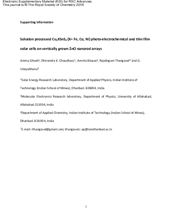 (PDF) Solution-processed Cu2XSnS4 (X = Fe, Co, Ni) photo-electrochemical and thin film solar ...