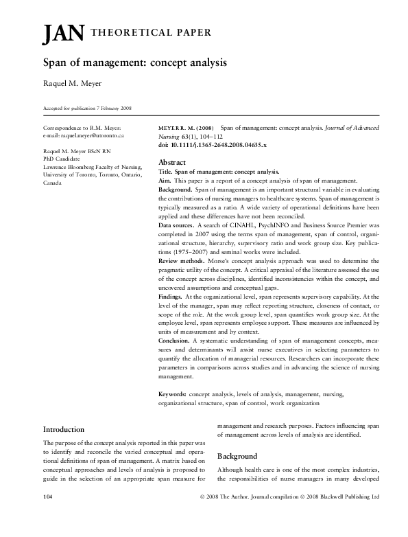 (PDF) Span of management: concept analysis