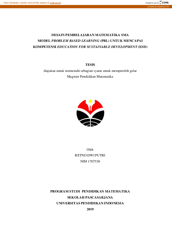 (PDF) Desain Pembelajaran Matematika Sma Model Problem Based Learning ...