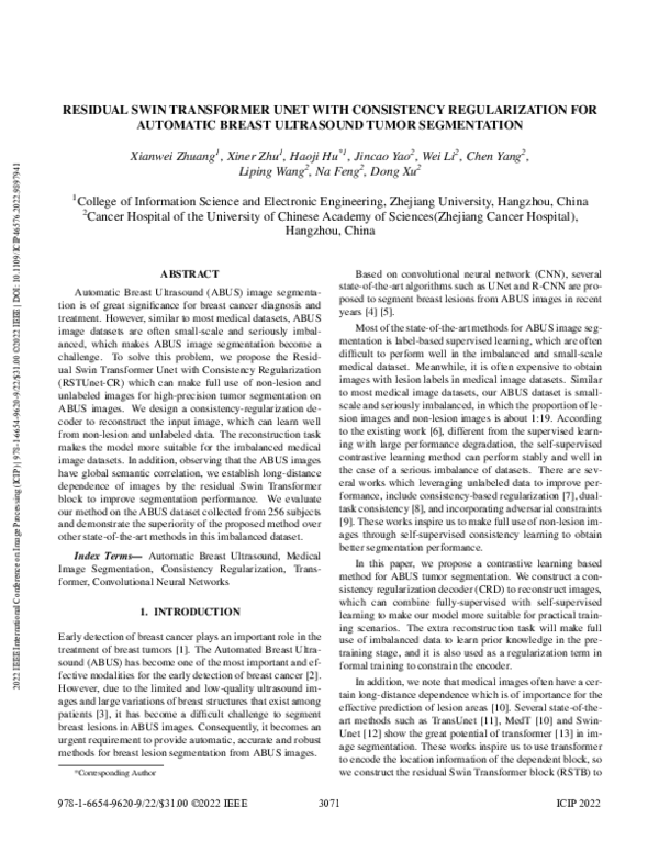 (PDF) Residual Swin Transformer Unet with Consistency Regularization for Automatic Breast ...