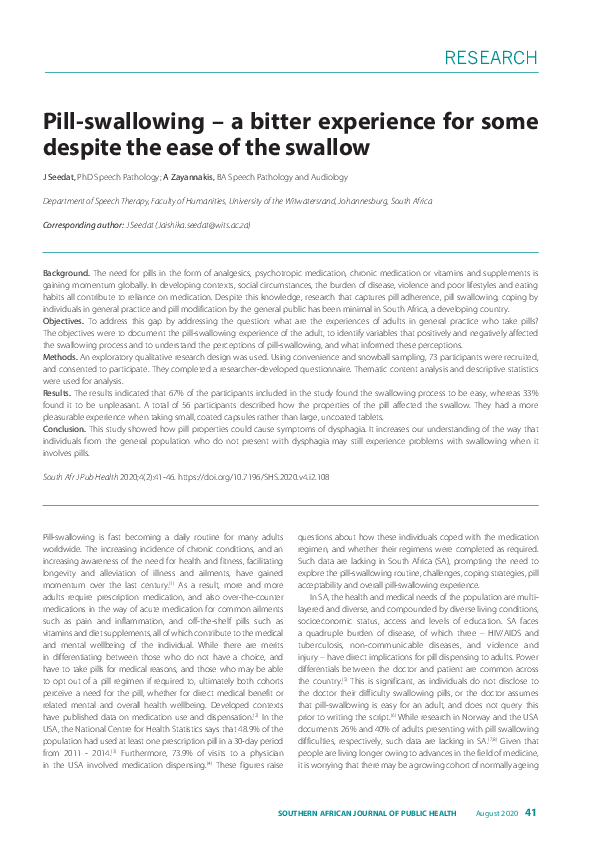 (PDF) Pill-swallowing – a bitter experience for some despite the ease ...