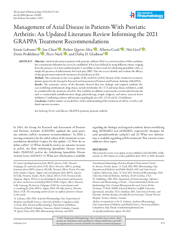 (PDF) Updated Management Strategies for Axial Psoriatic Arthritis