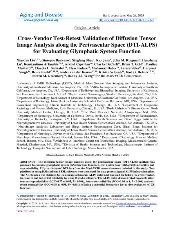 (PDF) Cross-Vendor Test-Retest Validation of Diffusion Tensor Image ...