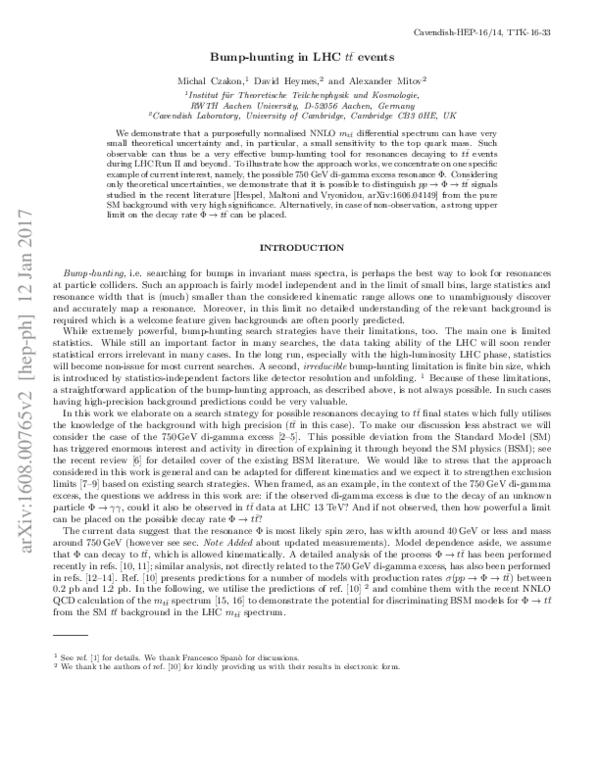 (PDF) Bump hunting in LHC tt¯ events