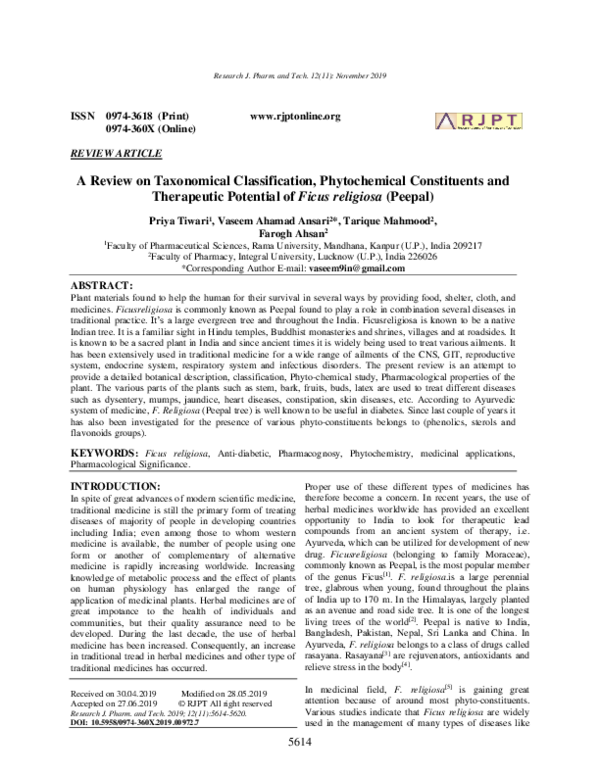 (PDF) A Review on Taxonomical Classification, Phytochemical ...