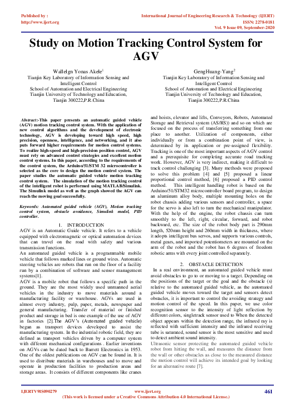(PDF) Study on Motion Tracking Control System for AGV