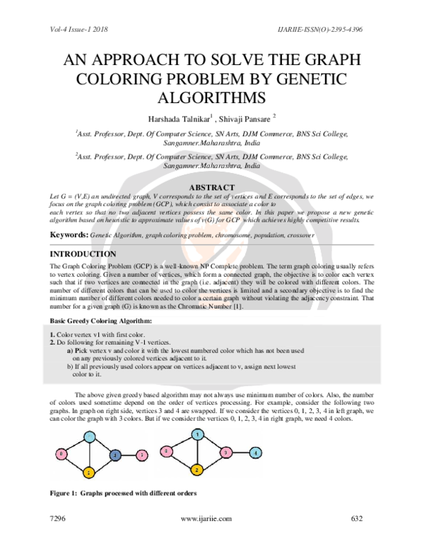 (PDF) An Approach to Solve the Graph Coloring Problem by Genetic Algorithms