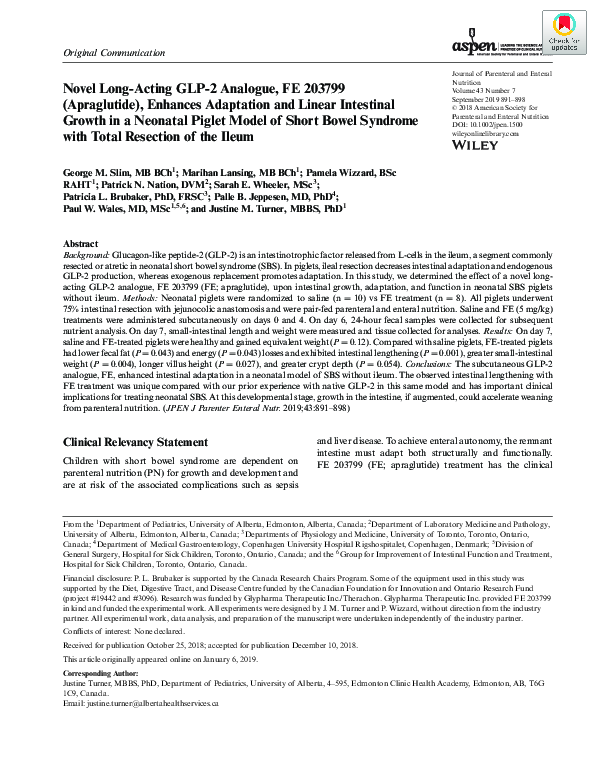 (PDF) Novel Long‐Acting GLP‐2 Analogue, FE 203799 (Apraglutide ...