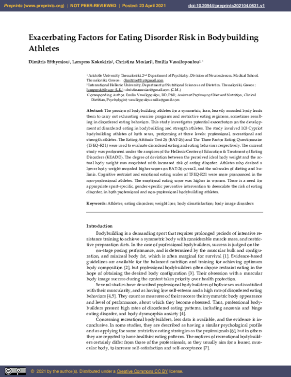(PDF) Exacerbating Factors for Eating Disorder Risk in Bodybuilding ...