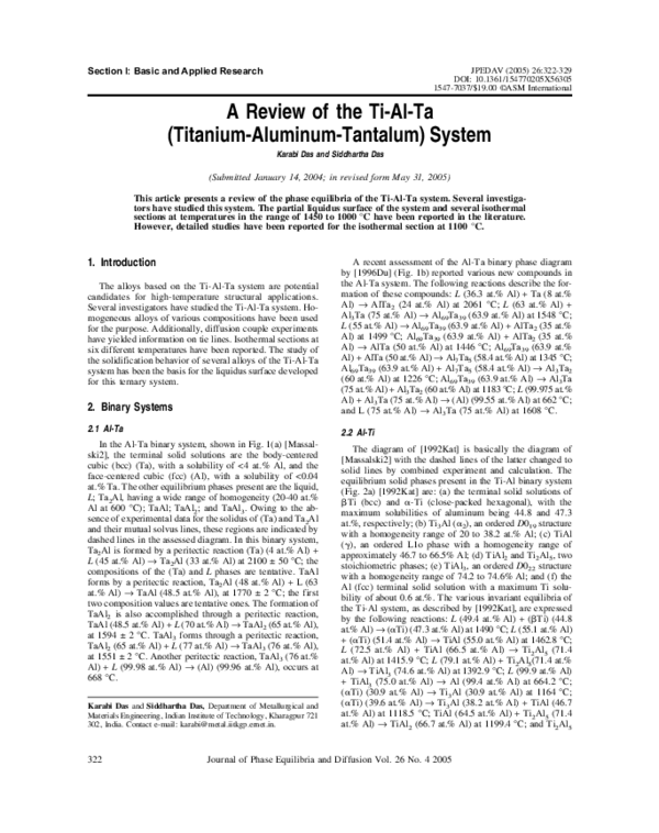 (PDF) A review of the Ti-Al-Ta (Titanium-Aluminum-Tantalum) system