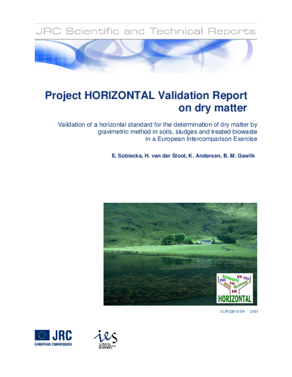 (PDF) Validation of a Horizontal Standard for the Determination of Dry ...