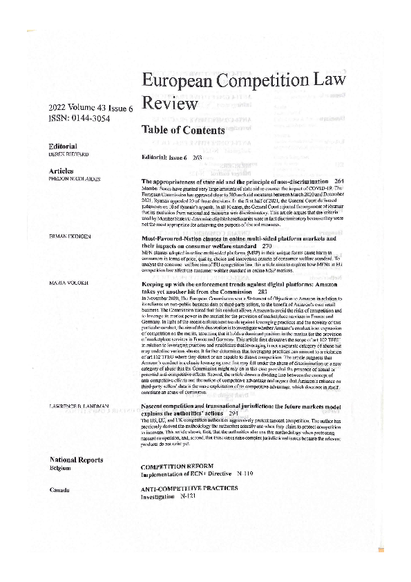 (PDF) MFN clauses in online multi-sided platform markets and their ...