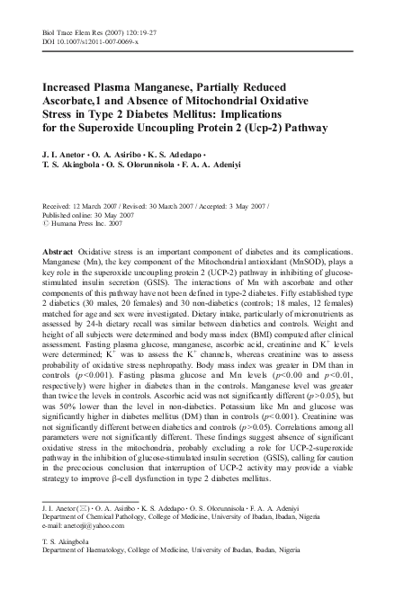 (PDF) Increased Plasma Manganese, Partially Reduced Ascorbate,1 and ...