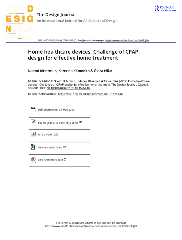 (PDF) Home healthcare devices. Challenge of CPAP design for effective ...
