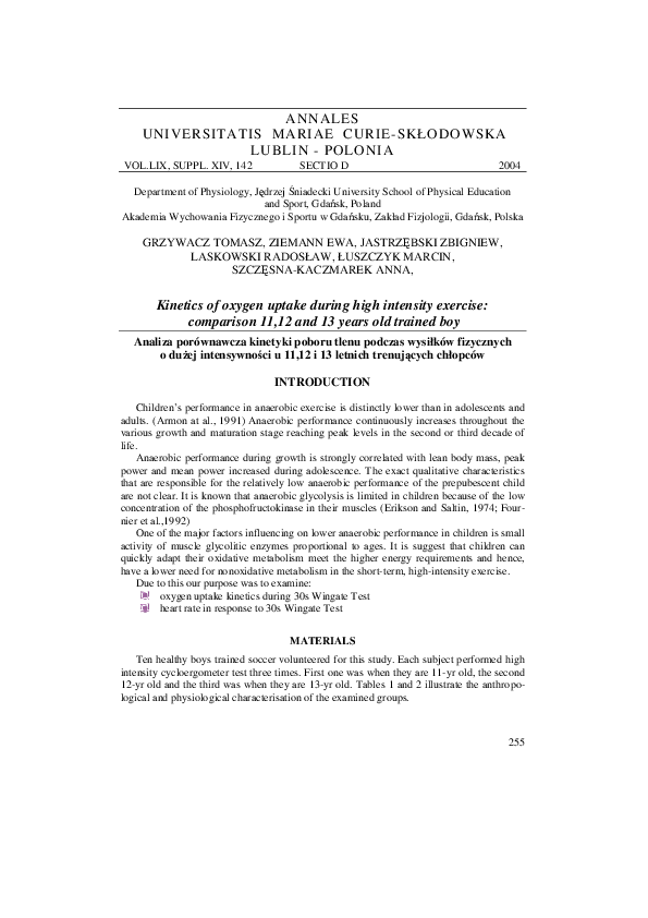 (PDF) Kinetics of oxygen uptake during high intensity exercise ...