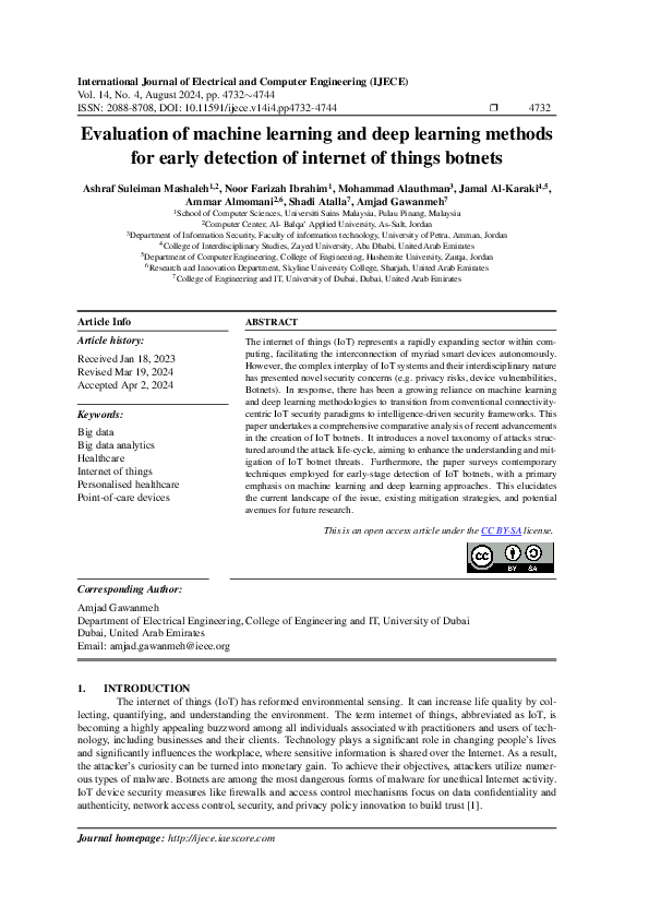 Pdf Evaluation Of Machine Learning And Deep Learning Methods For Early Detection Of Internet