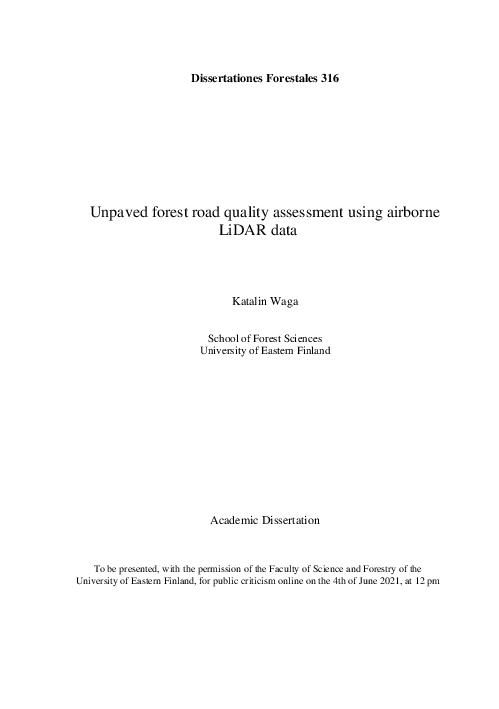 Pdf Unpaved Forest Road Quality Assessment Using Airborne Lidar Data