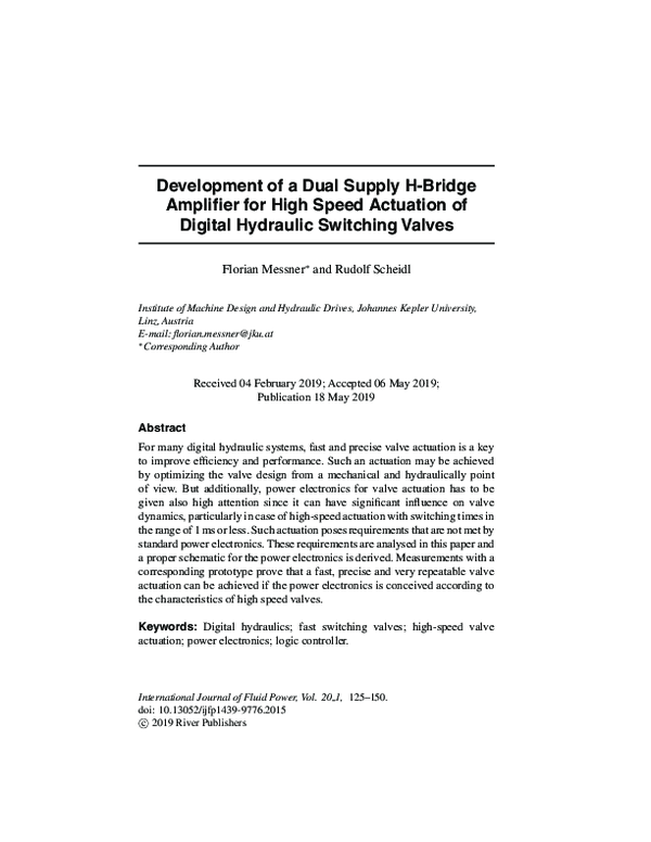 (PDF) Development of a Dual Supply H-Bridge Amplifier for High Speed ...