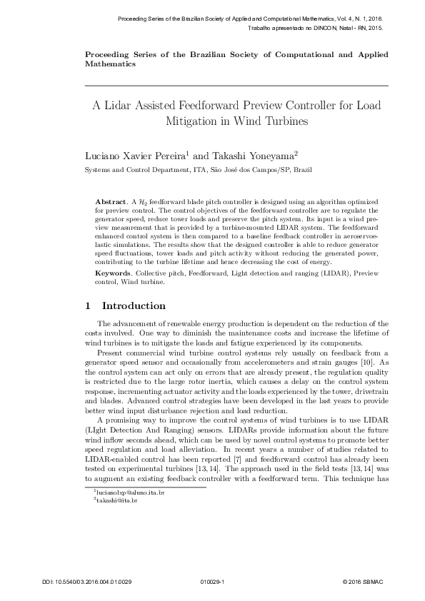 Pdf A Lidar Assisted Feedforward Preview Controller For Load