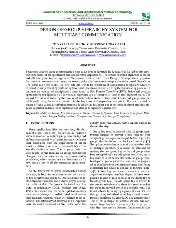 Pdf Design Of Group Hierarchy System For Multicast Communication
