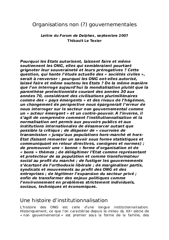 (PDF) Organisations non gouvernementales