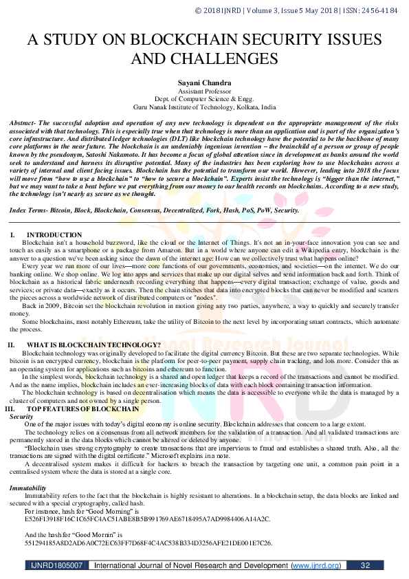 (PDF) A Study on Blockchain Security Issues and Challenges