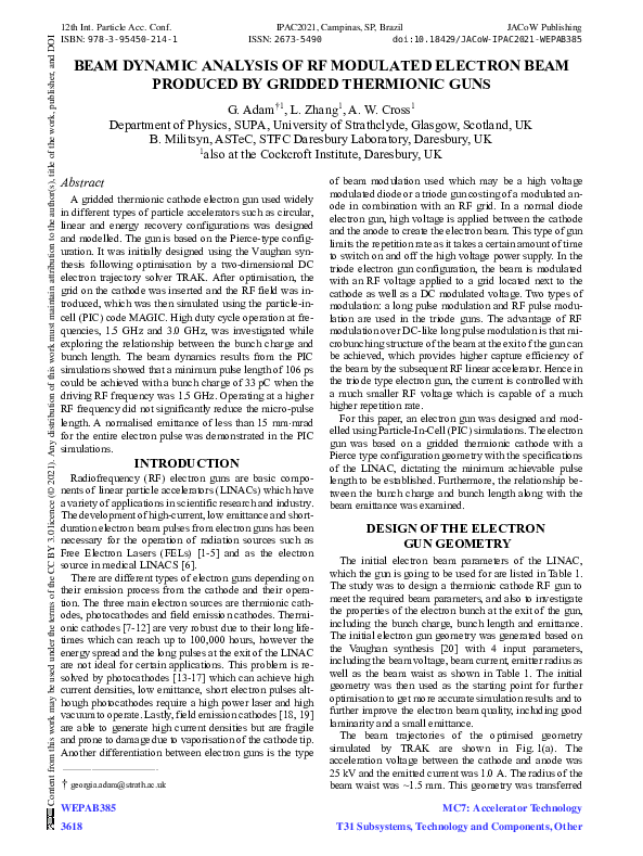 (PDF) Beam Dynamic Analysis of RF Modulated Electron Beam Produced by ...