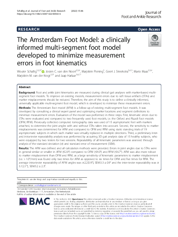 (PDF) The Amsterdam Foot Model: a clinically informed multi-segment ...