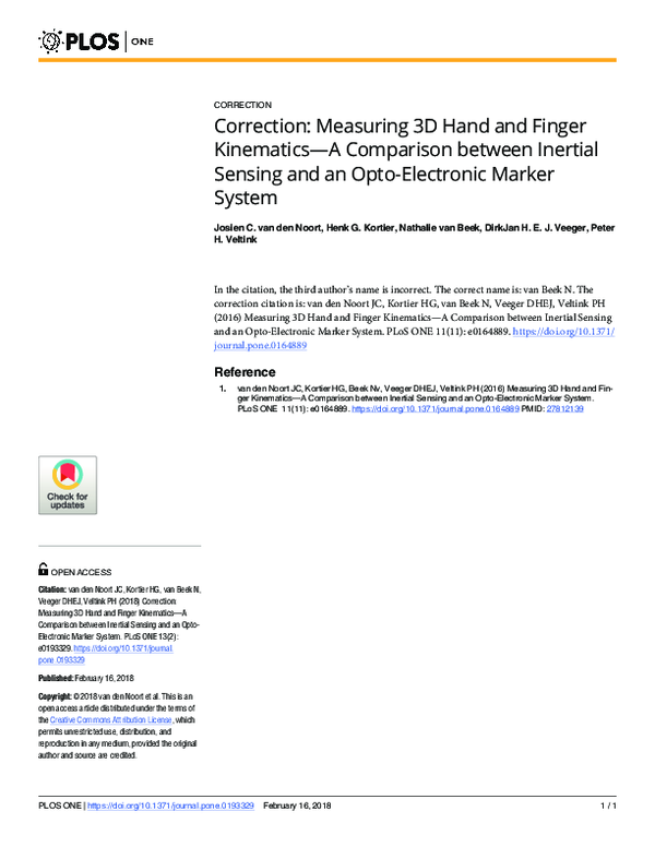 Pdf Correction Measuring 3d Hand And Finger Kinematics A Comparison Between Inertial Sensing