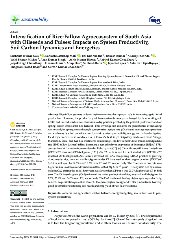 (PDF) Intensification of Rice-Fallow Agroecosystem of South Asia with ...
